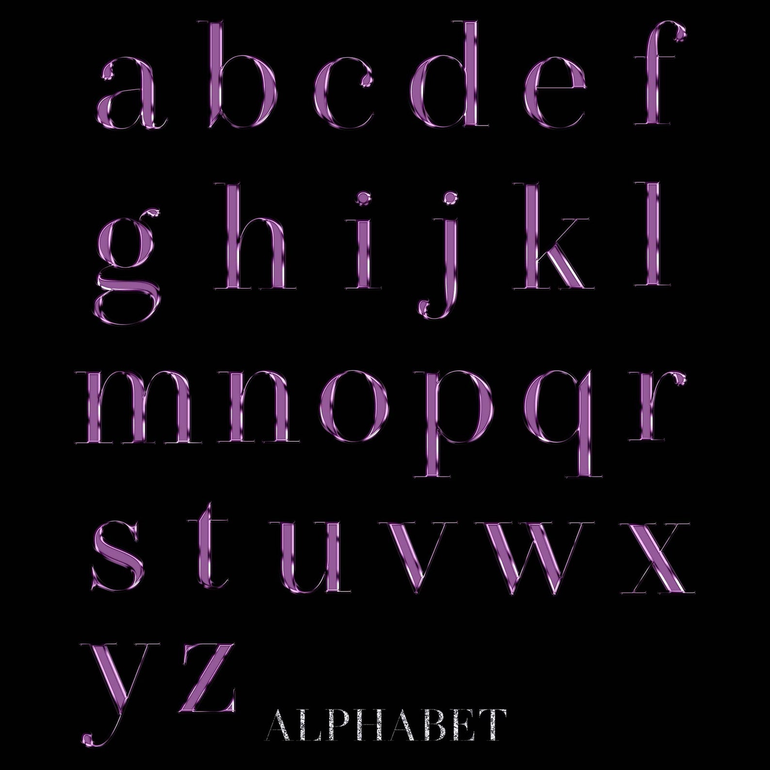 Purple Chrome Alphabet PNG Clip Art, Purple Chrome Letters Png, Glitter ...