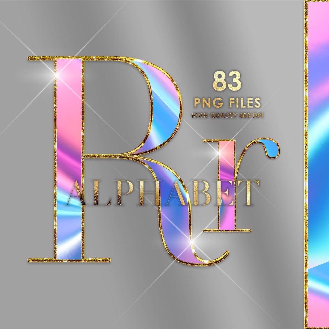 Rainbow Glitter Alphabet Png Clip Art, Glam Alphabet Png, Colorful ...