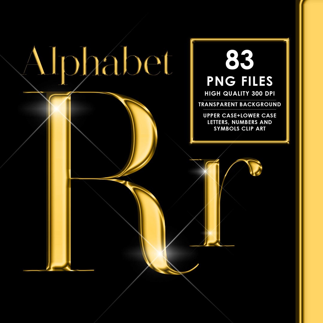 Gold Chrome Alphabet PNG Clip Art, Gold Foil Alphabet, Gold Chrome ...