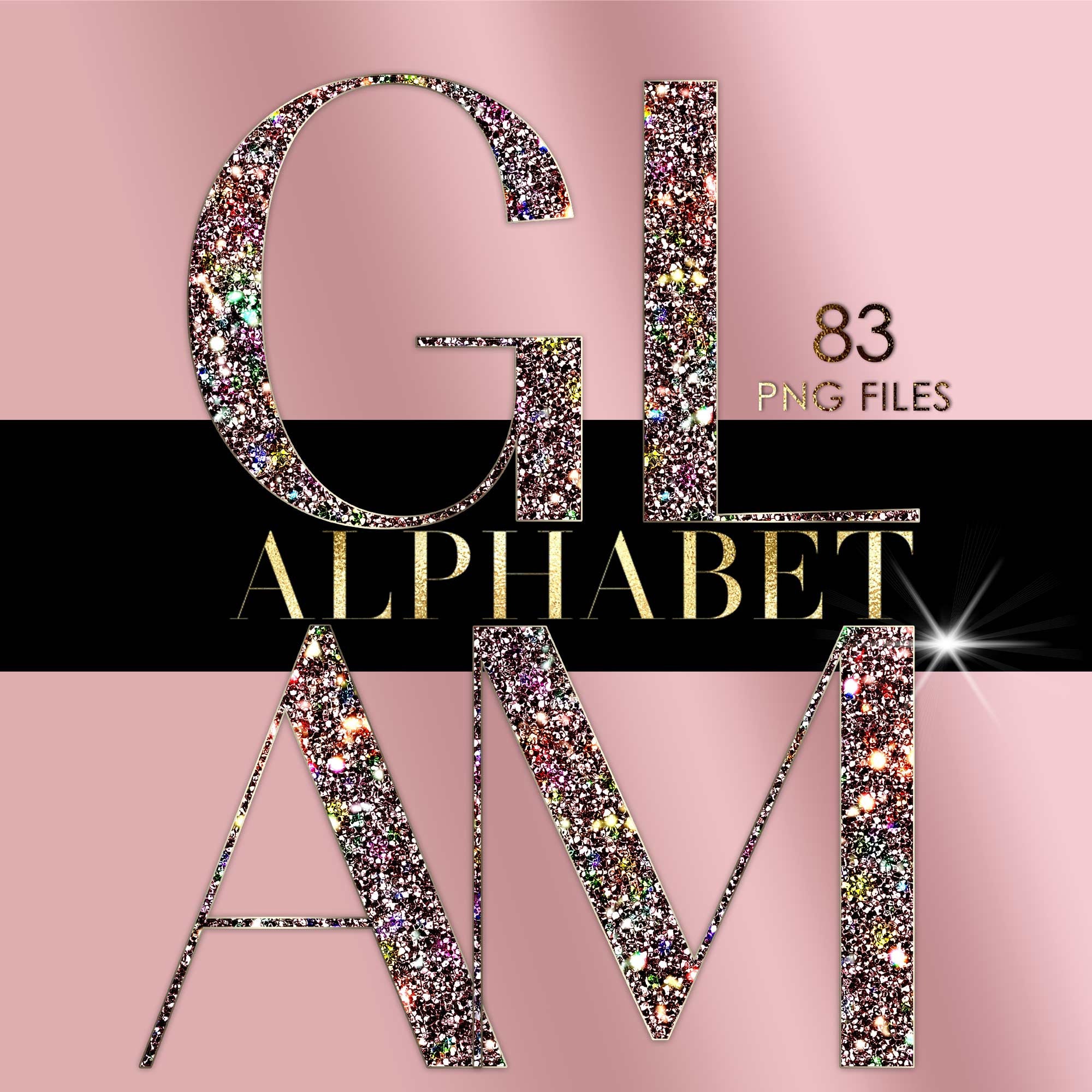 Glitter Pink Alphabet Clipart, Diamond Alphabet PNG, Glam Alphabet Png ...