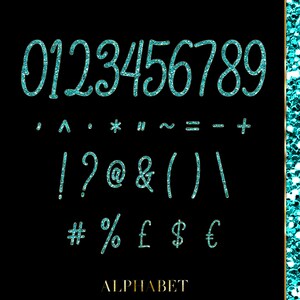 Teal Script Doodle Alphabet Png Clip Art, Blue Cursive Glitter Letters ...