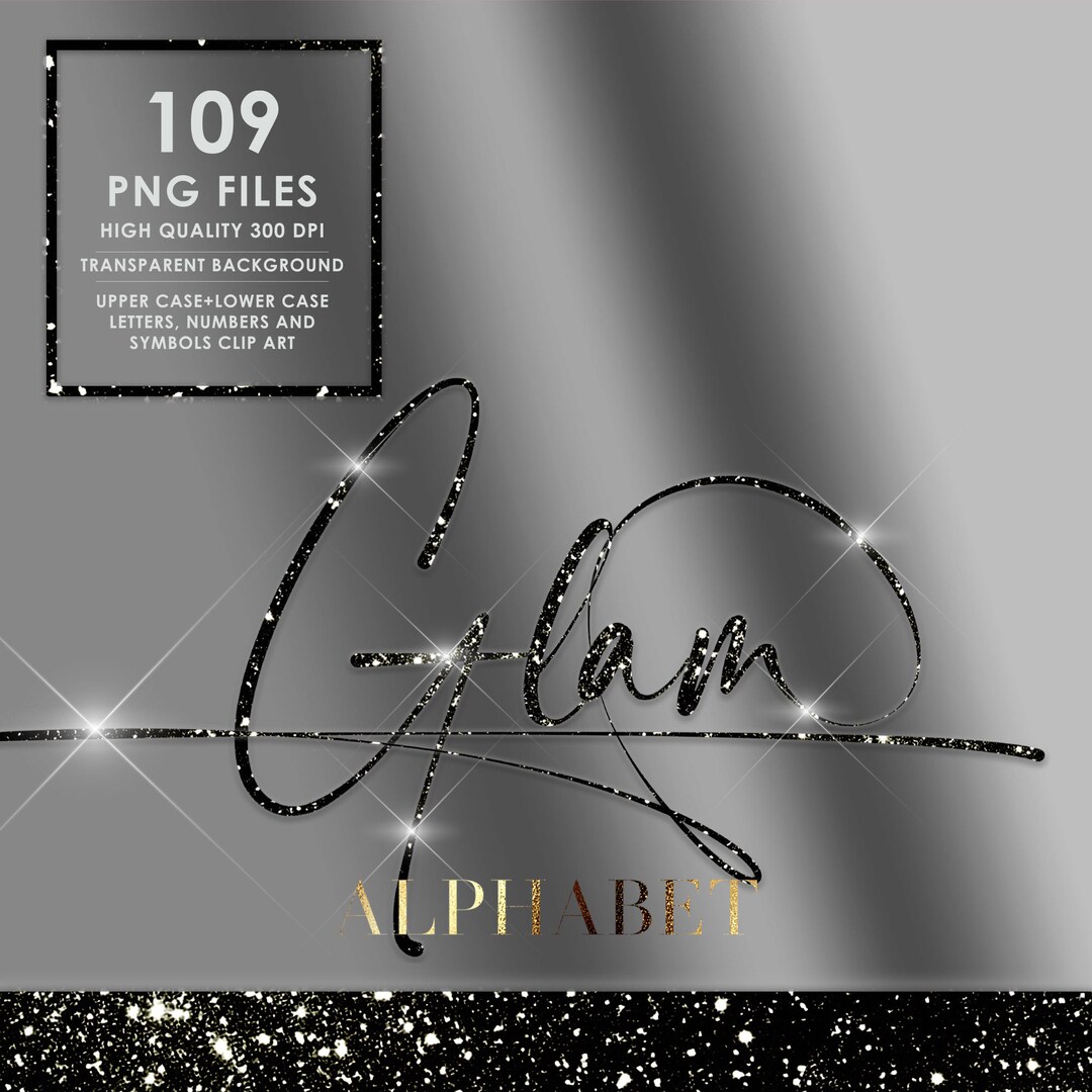 Glitter Alphabet Clip Art, Black Alphabet PNG, Bling, Diamond Alphabet ...
