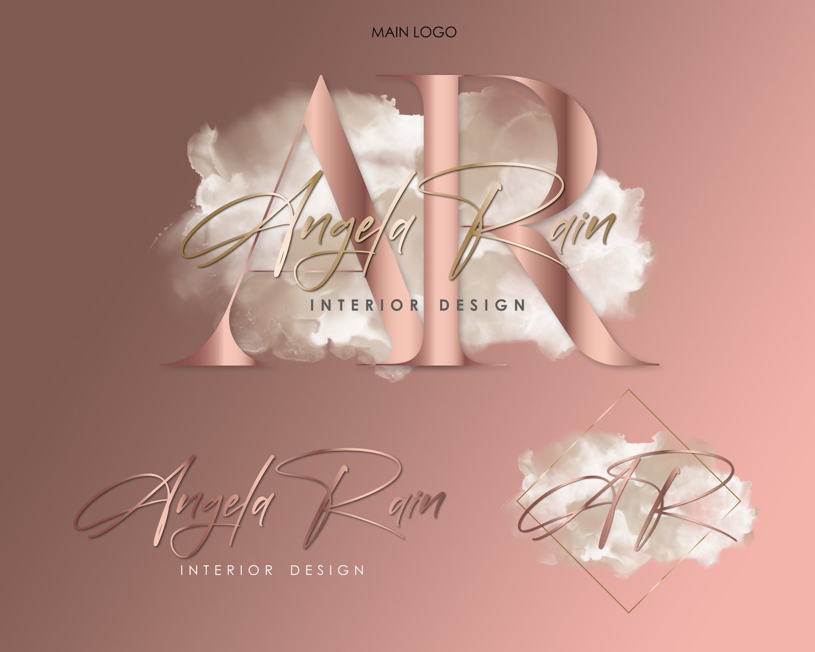 Rose Gold Logo Premade Logo Design Beauty Logo Text Logo - Etsy