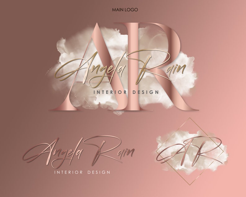 Rose Gold Logo Premade Logo Design Beauty Logo Text Logo - Etsy