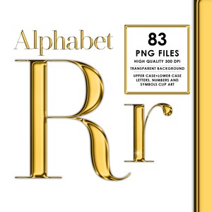Gold Chrome Alphabet PNG Clip Art, Gold Foil Alphabet, Gold Chrome ...
