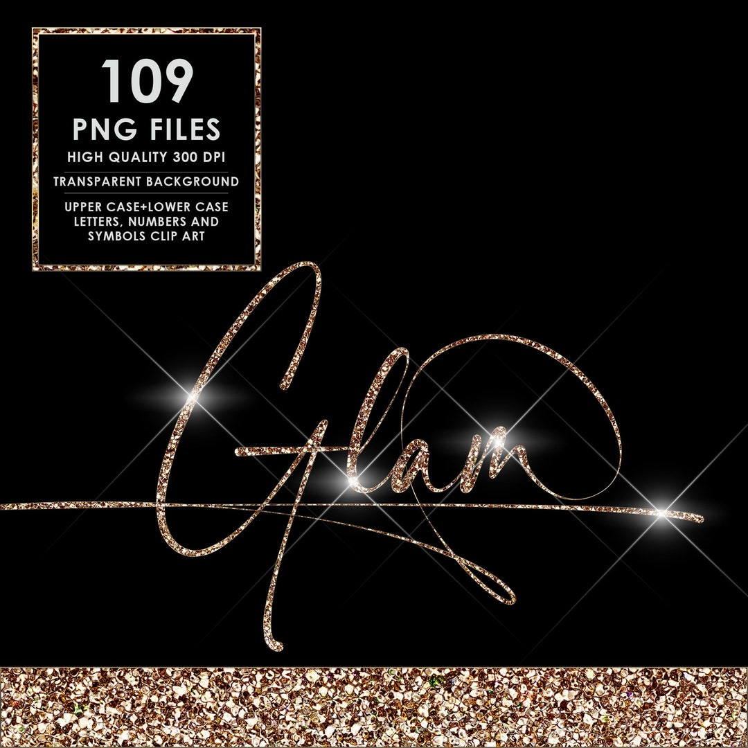 Gold Chunky Glitter Alphabet Clip Art, Gold Alphabet PNG, Gold Diamond ...