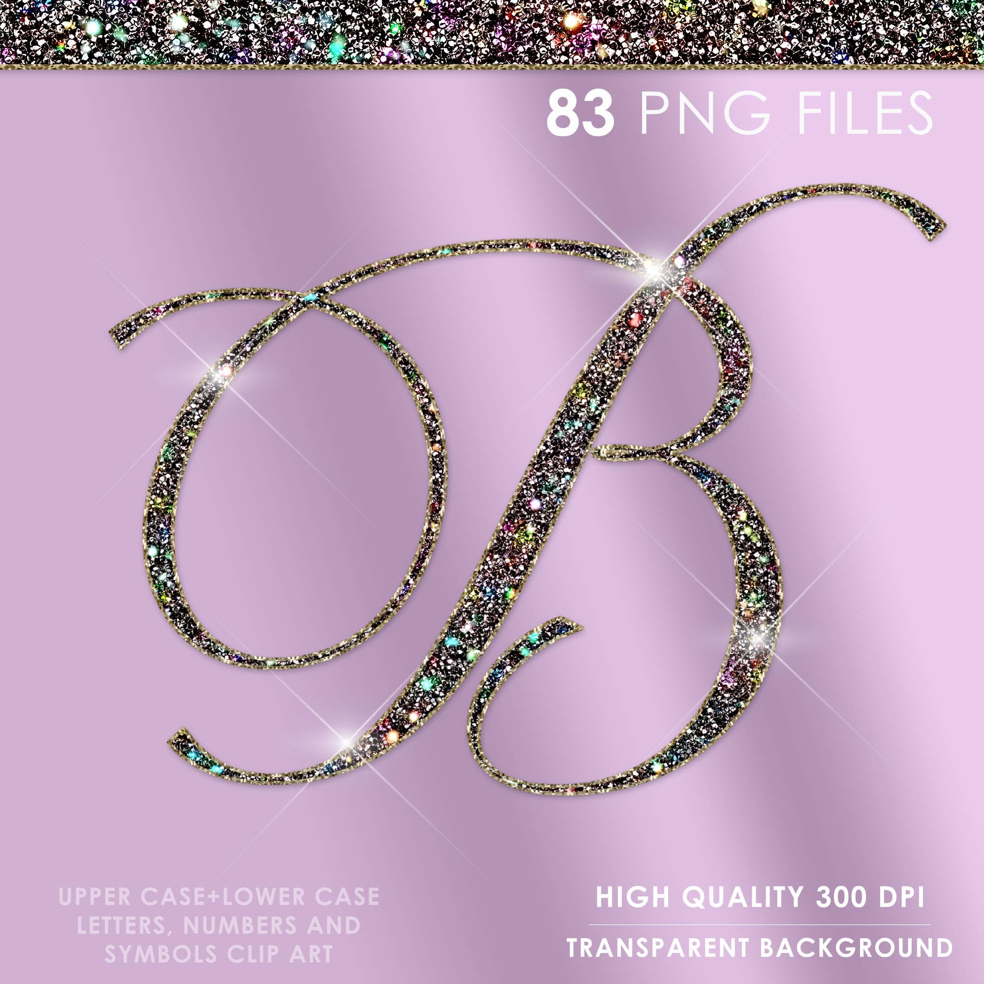 Glitter Diamond Alphabet PNG Clip Art, Bling Letters, Cursive Diamond ...