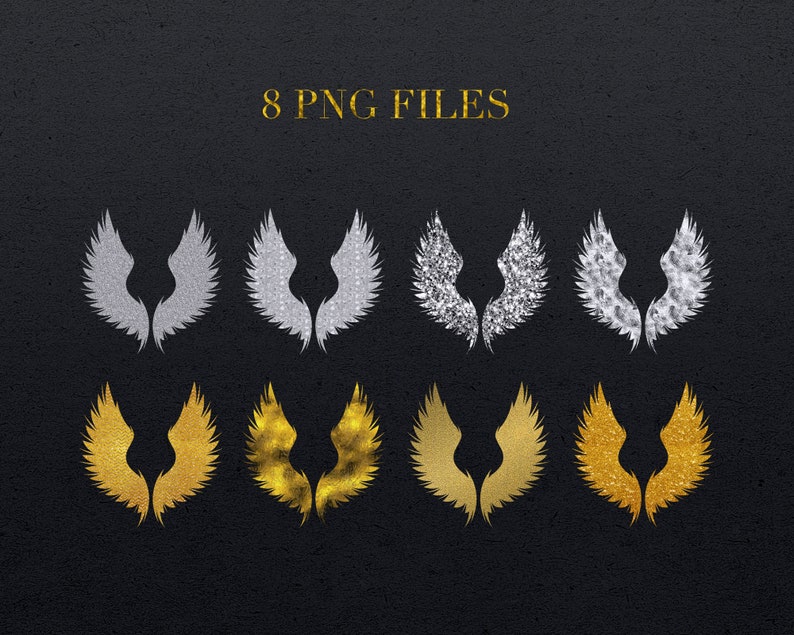 Angel Wings Png Gold Wings Elements Wings Png Digital | Etsy