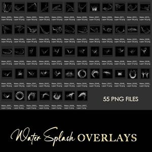 55 Water Splash Overlays, Transparent Background, Photoshop Overlays, Water Splash PNG, Water ...