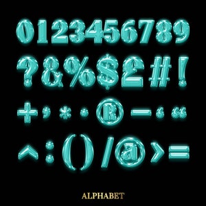 Turquoise Alphabet Png Clip Art, Blue Foil Alphabet Png, Glitter Chrome ...