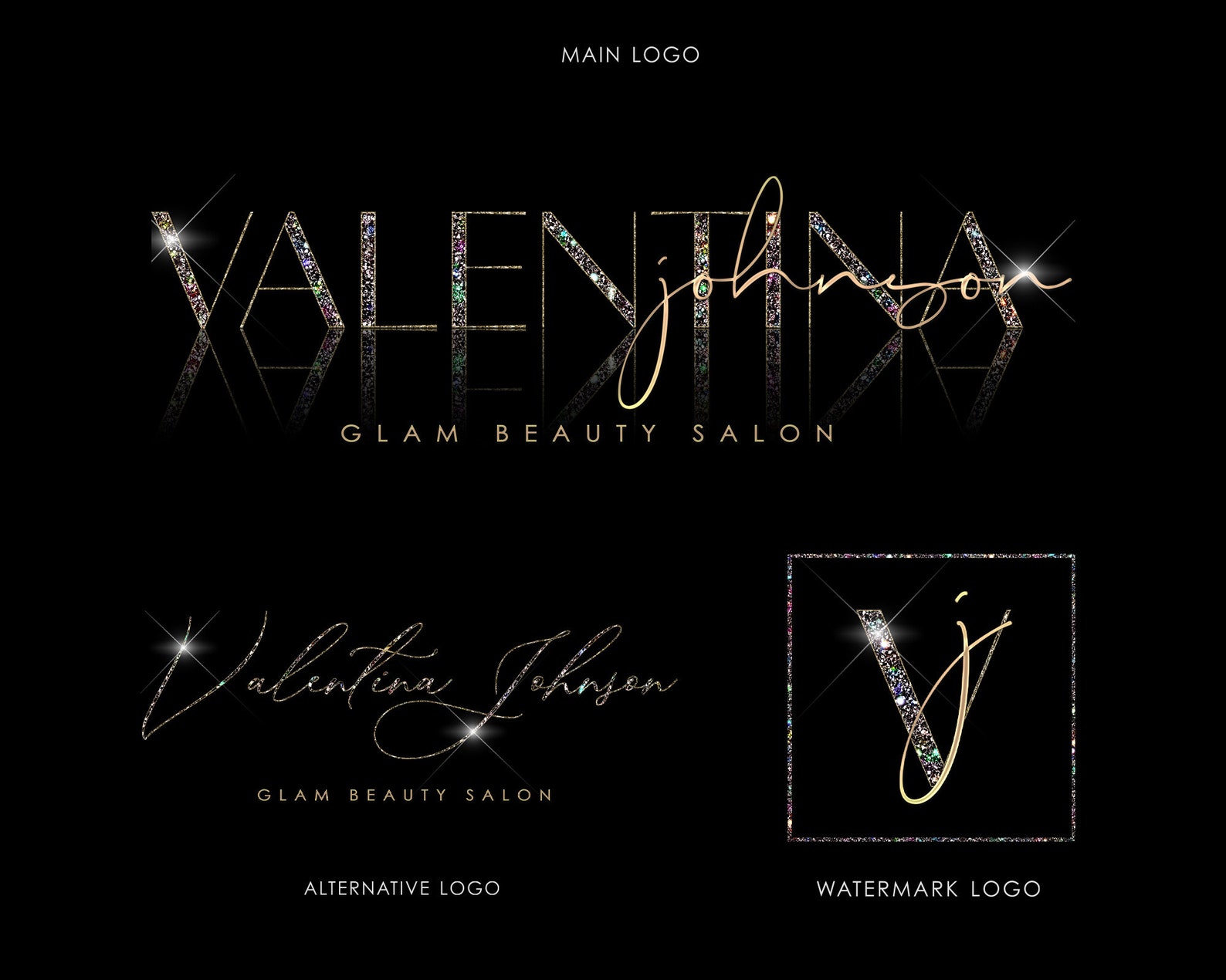 Glitter Diamond Logo, Premade Logo Design, Luxury Logo, Hair Logo ...