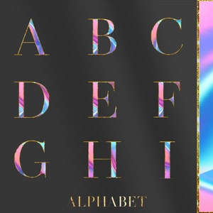 Rainbow Glitter Alphabet Png Clip Art, Holographic Alphabet, Colorful ...