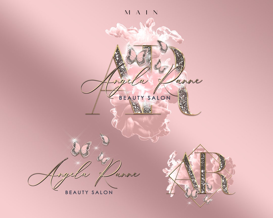 Pink Beauty Logo, Premade Logo Design, Glitter Butterfly Logo, Cosmetic ...