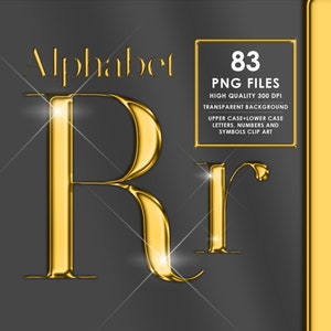 Gold Chrome Alphabet PNG Clip Art, Gold Foil Alphabet, Gold Chrome ...