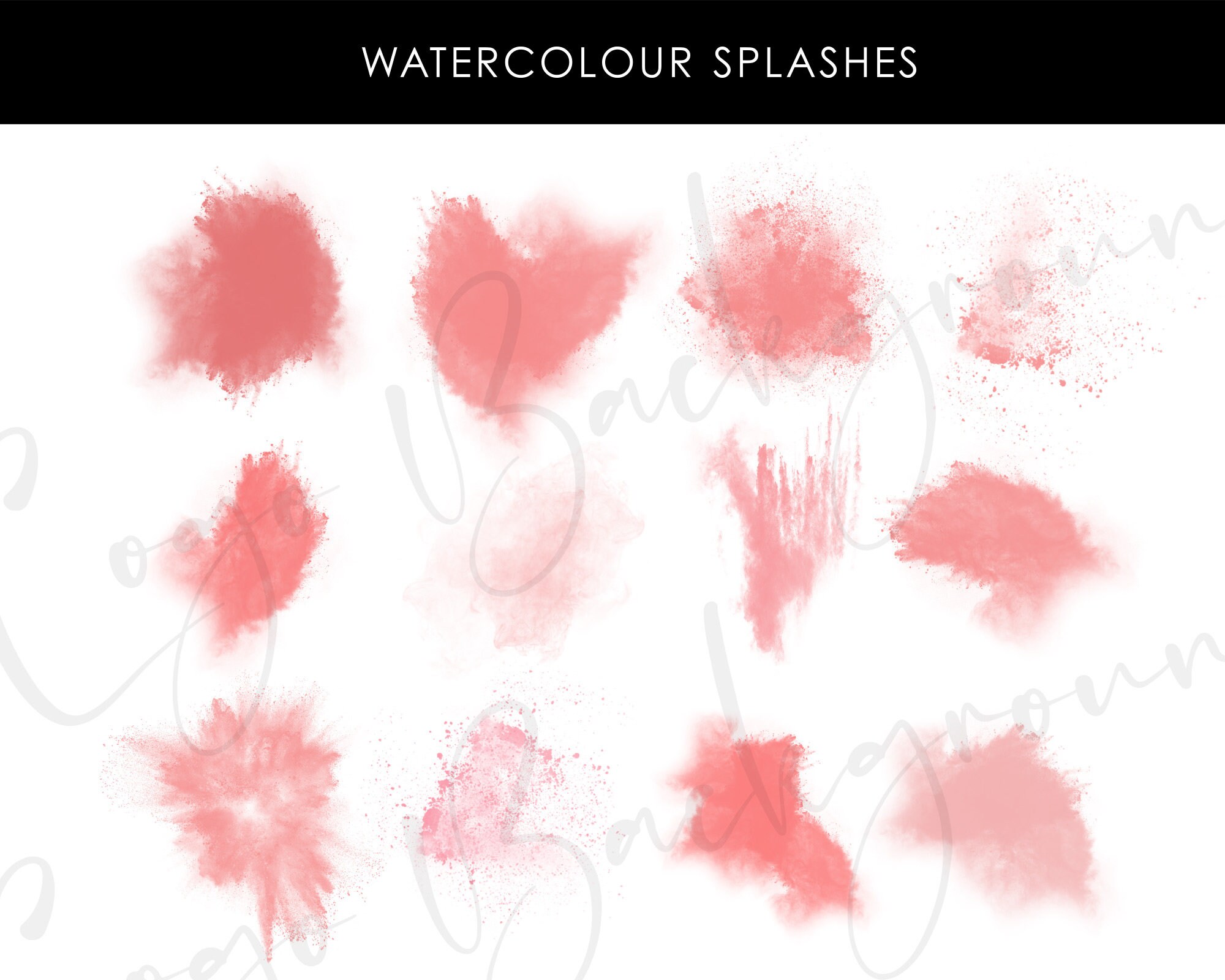 Pink Watercolor Clipart Pink Splashes Watercolour Splotches - Etsy