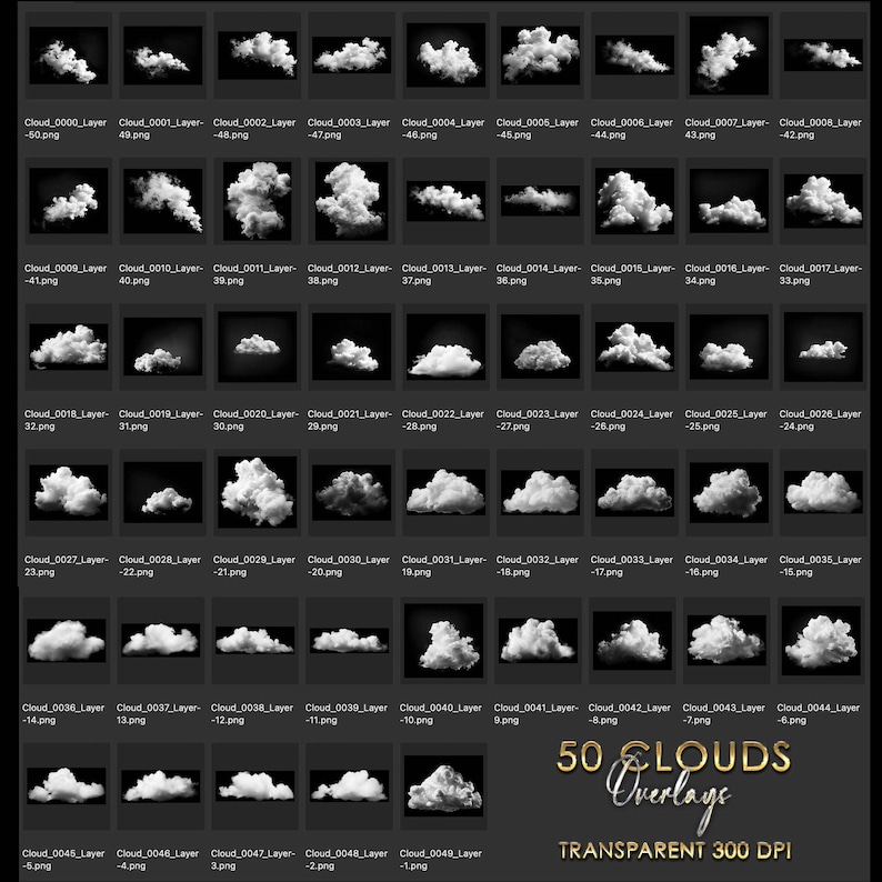 50 Clouds Overlay PNG , Digital Clouds, Clouds Photoshop, Photography ...
