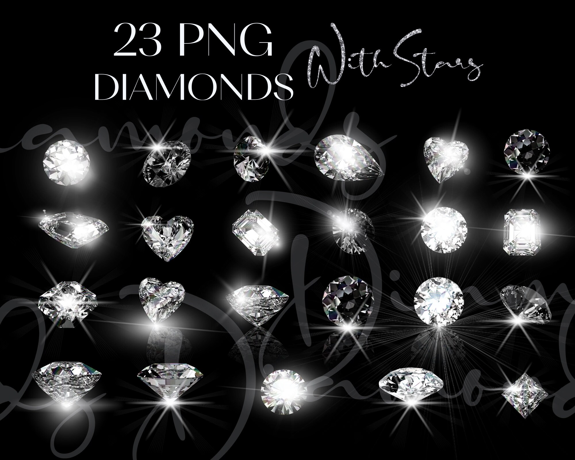 Diamonds Clipart Bundle 61 Files, Diamonds PNG, Sparkle Glitter ...
