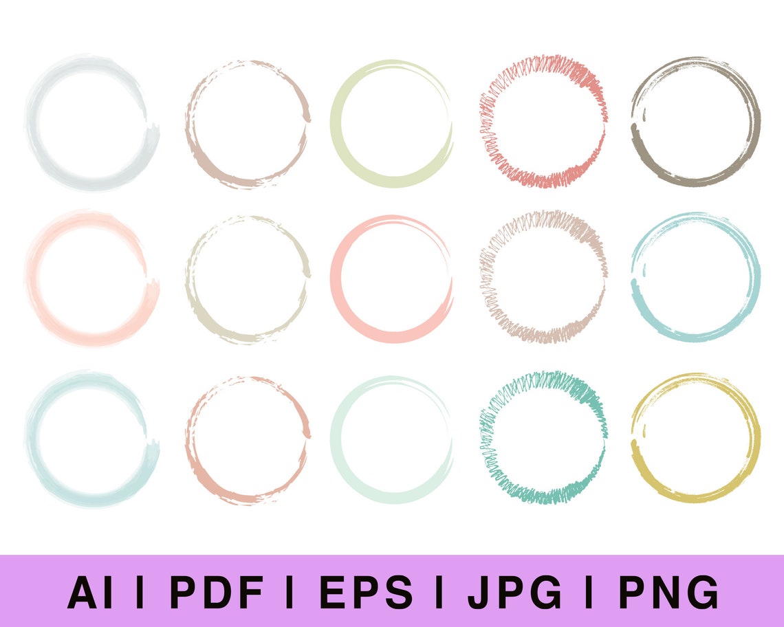 Pastel Circles Clipart Watercolor Circle Frame Logo - Etsy