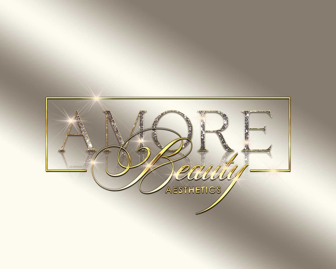 Glitter Gold Logo, Premade Logo Design, Salon Logo, Sparkle Logo, Nail ...