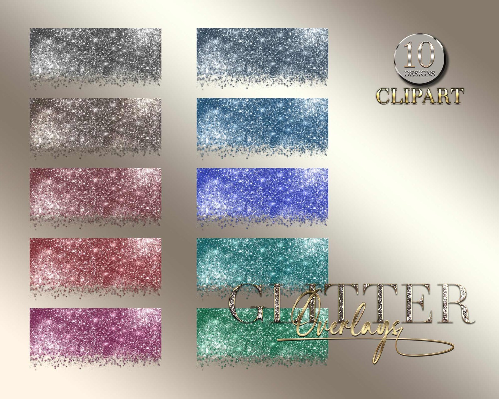 Glitter Overlays Png, Sparkling Glitter Borders Clipart, Silver and ...