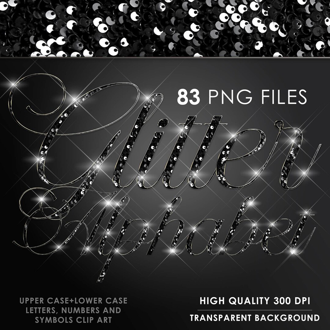 Glitter Black Sequin Alphabet PNG Clip Art, Bling Letters, Diamond ...