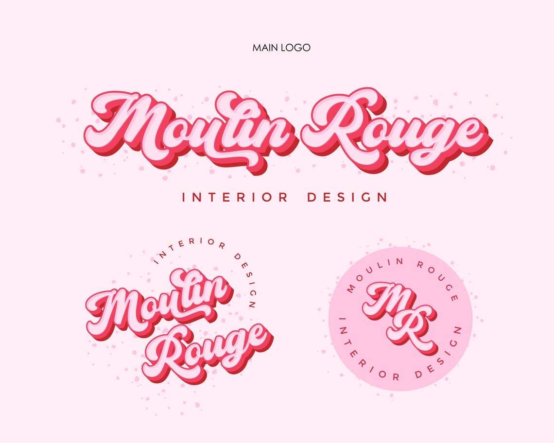 Pink Retro Logo Premade Logo Design Beauty Logo Boho Logo - Etsy