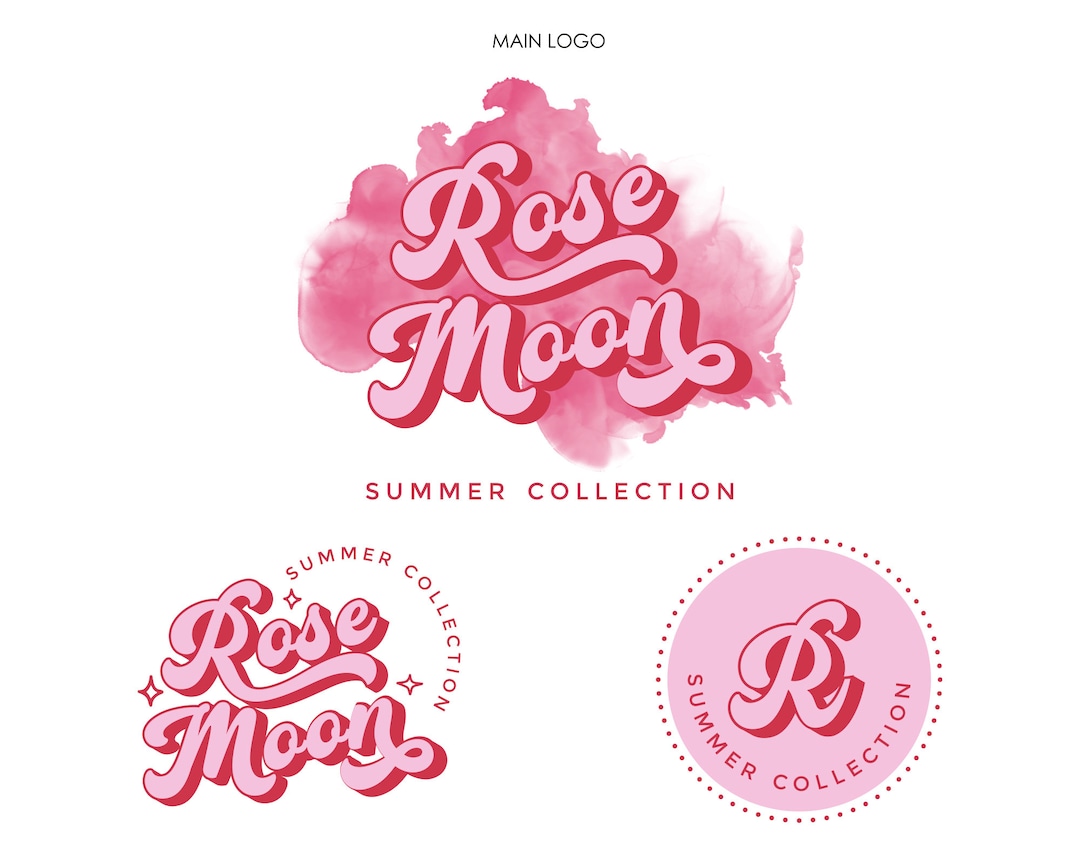 Pink Retro Logo, Premade Logo Design, Beauty Logo, Boho Logo, Bakery ...