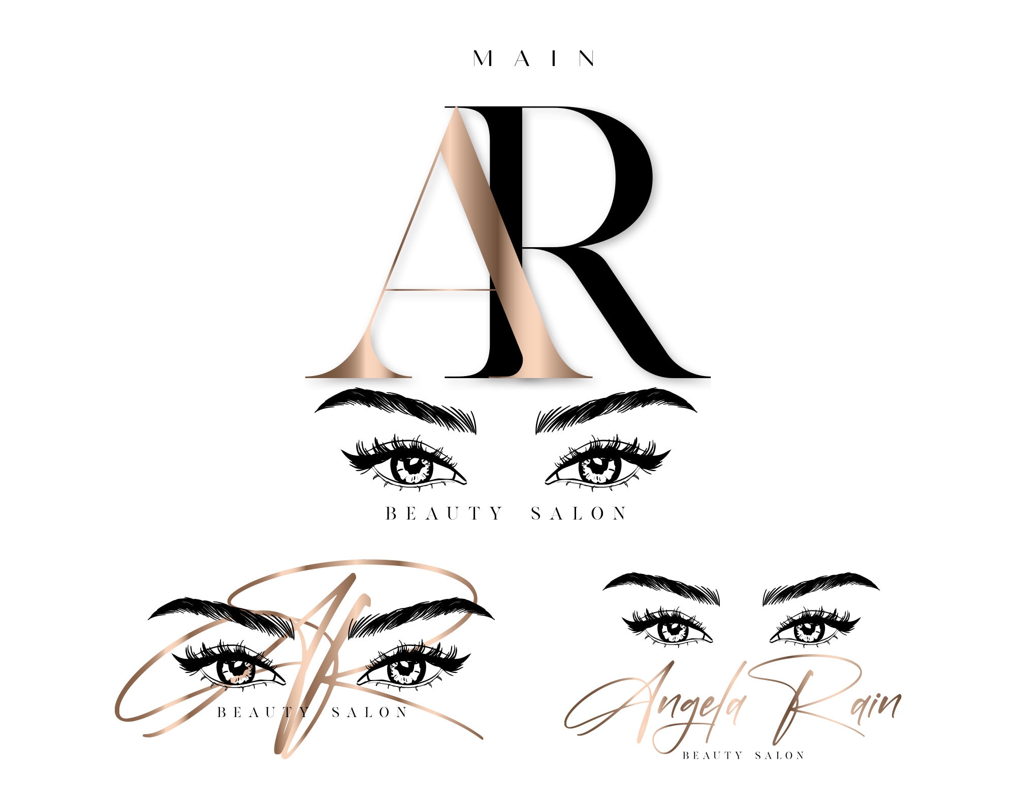 Beauty Logo, Eye Lashes Logo, Brow Logo, Rose Gold Logo, Cosmetic Logo ...