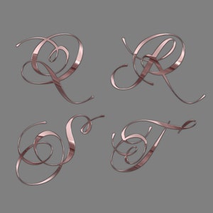 Chrome Cursive Alphabet Clipart, Rose Gold Alphabet PNG, Glitter, Foil ...