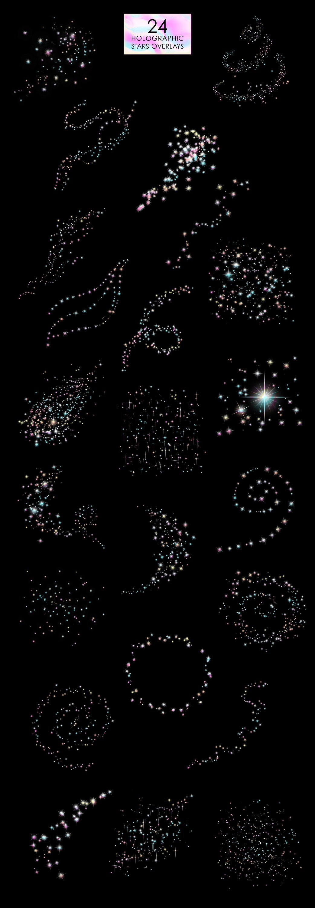 Holographic Stars Glitter Overlay PNG, Sparkle Clipart (commercial Use ...