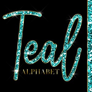 Teal Script Doodle Alphabet Png Clip Art, Blue Cursive Glitter Letters ...