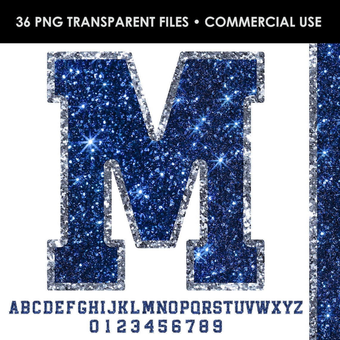 Glitter Sport Alphabet Png Clip Art, Blue and Black Glitter Alphabet ...