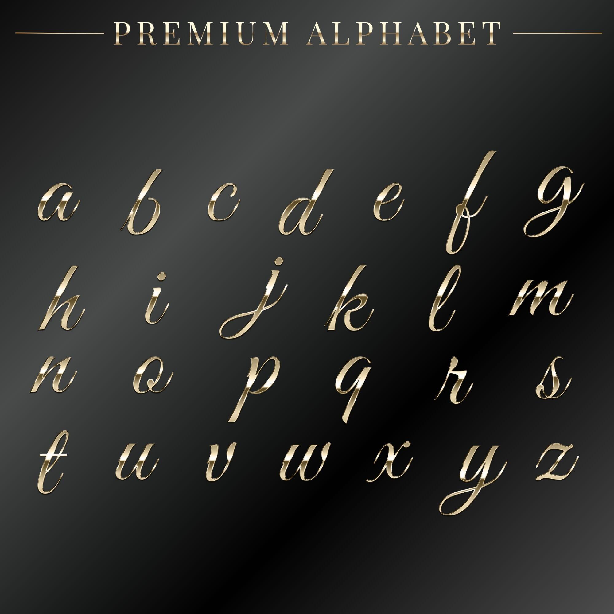Gold Foil Alphabet PNG Clipart, Shiny Transparent Script Letters ...