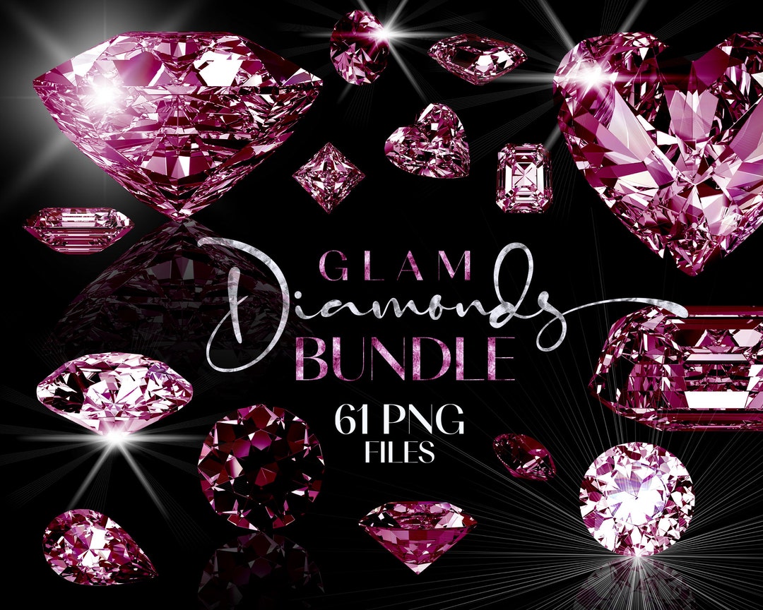Rose Gold Diamonds Clipart Bundle, Diamonds PNG, Sparkle Glitter ...