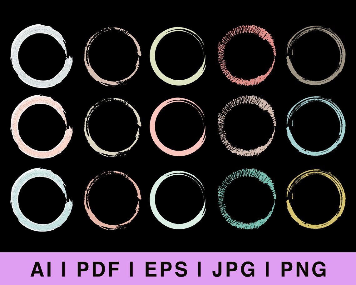 Pastel Circles Clipart Watercolor Circle Frame Logo - Etsy