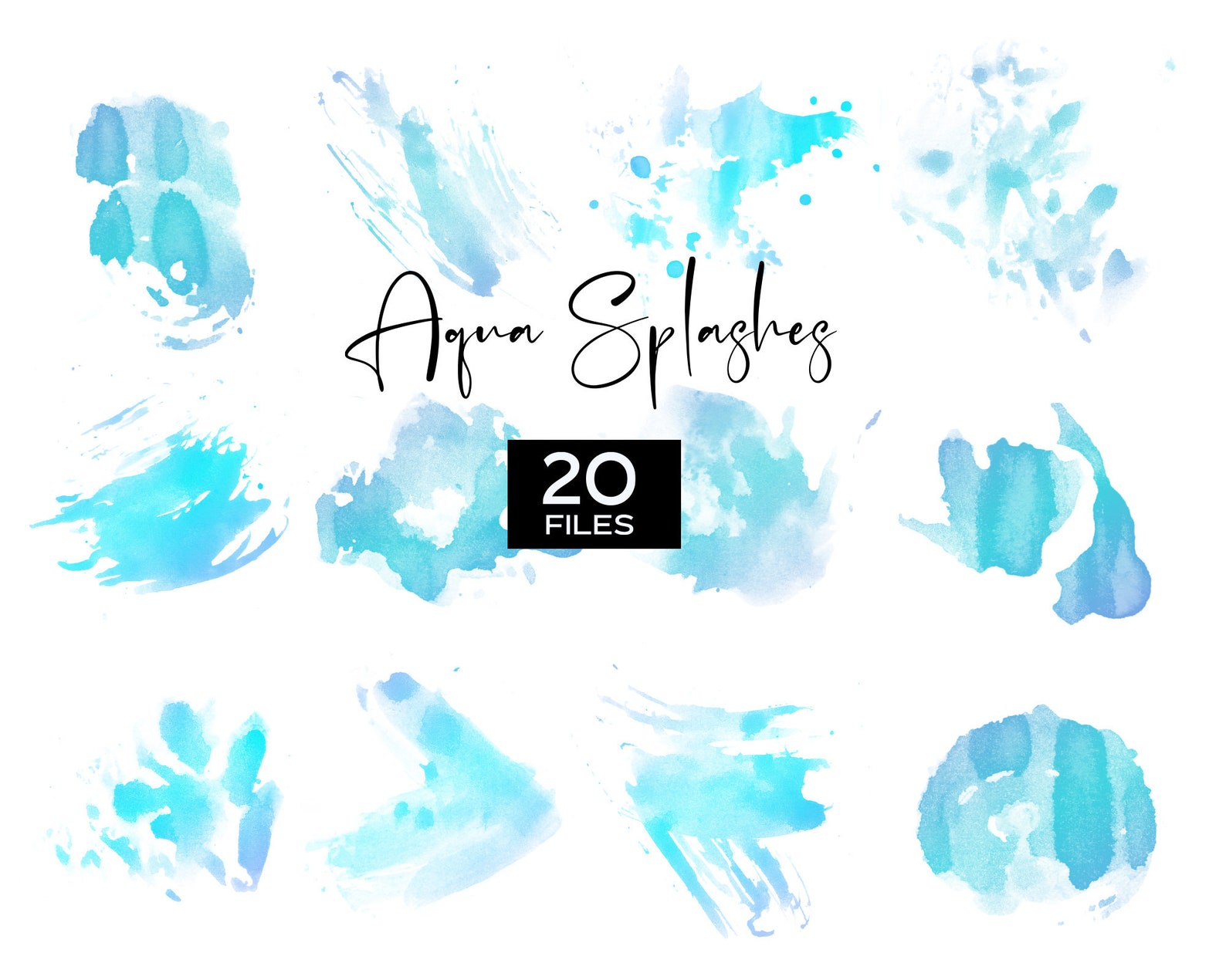 Blue Splashes Clipart Blue Splotches Blue Brush Stroke Png - Etsy