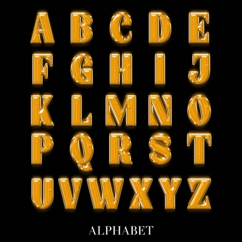 Gold Foil Alphabet Png Clip Art, Glitter Chrome Letters, Gold Chrome ...