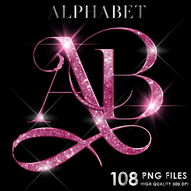 Hot Pink Alphabet PNG Clipart, Glitter Hot Pink Letters Png, Chrome ...