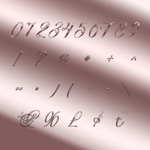 Chrome Cursive Alphabet Clipart, Rose Gold Alphabet PNG, Glitter, Foil ...