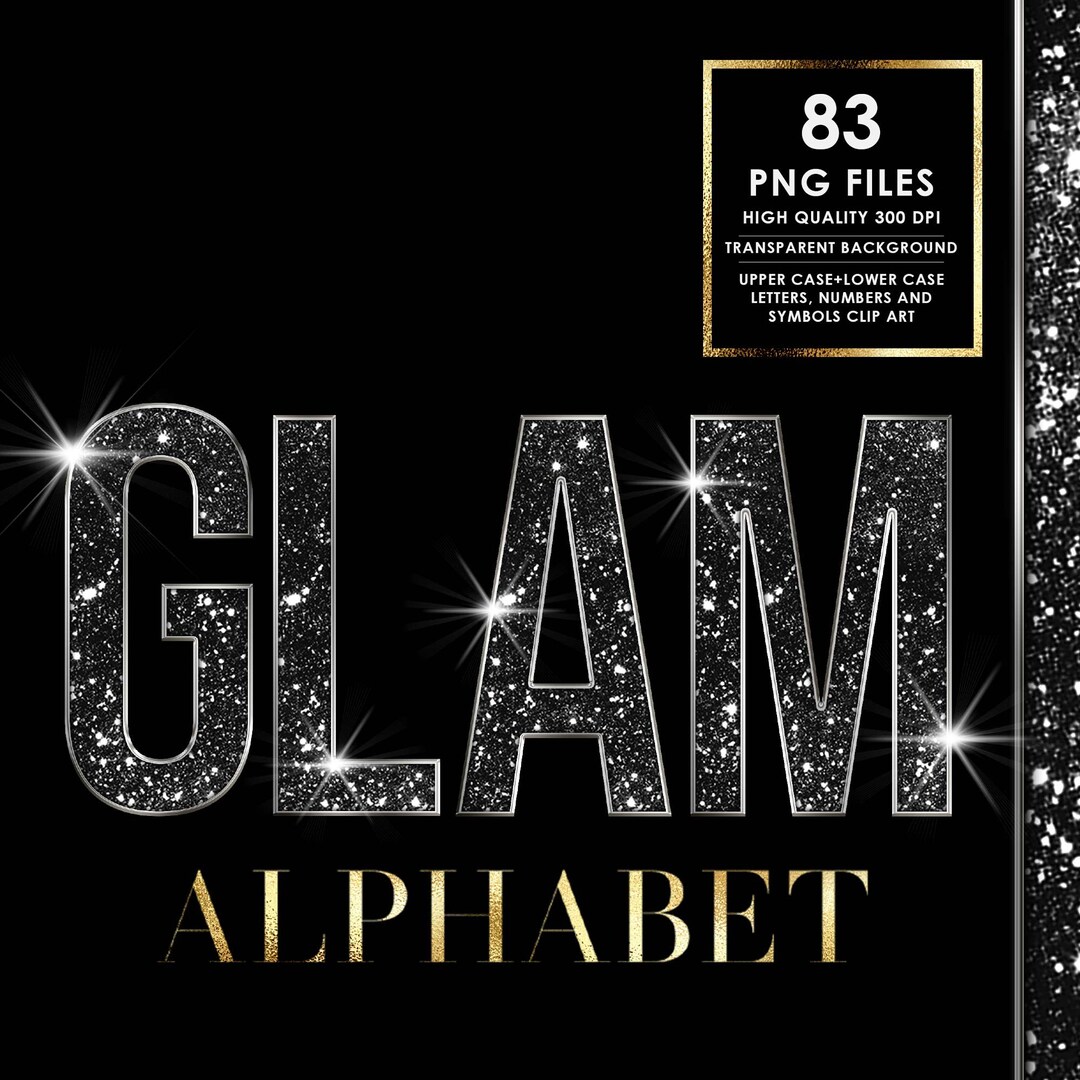 Diamond Alphabet PNG, Black Glitter Alphabet PNG, Glam Letters Clipart ...