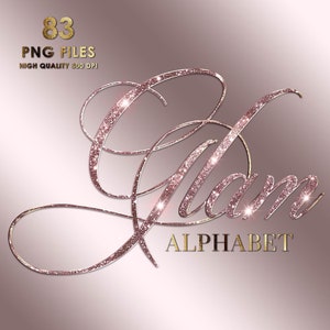 Glitter Pink Alphabet Clip Art, Chrome Alphabet PNG, Pink Foil Letters ...