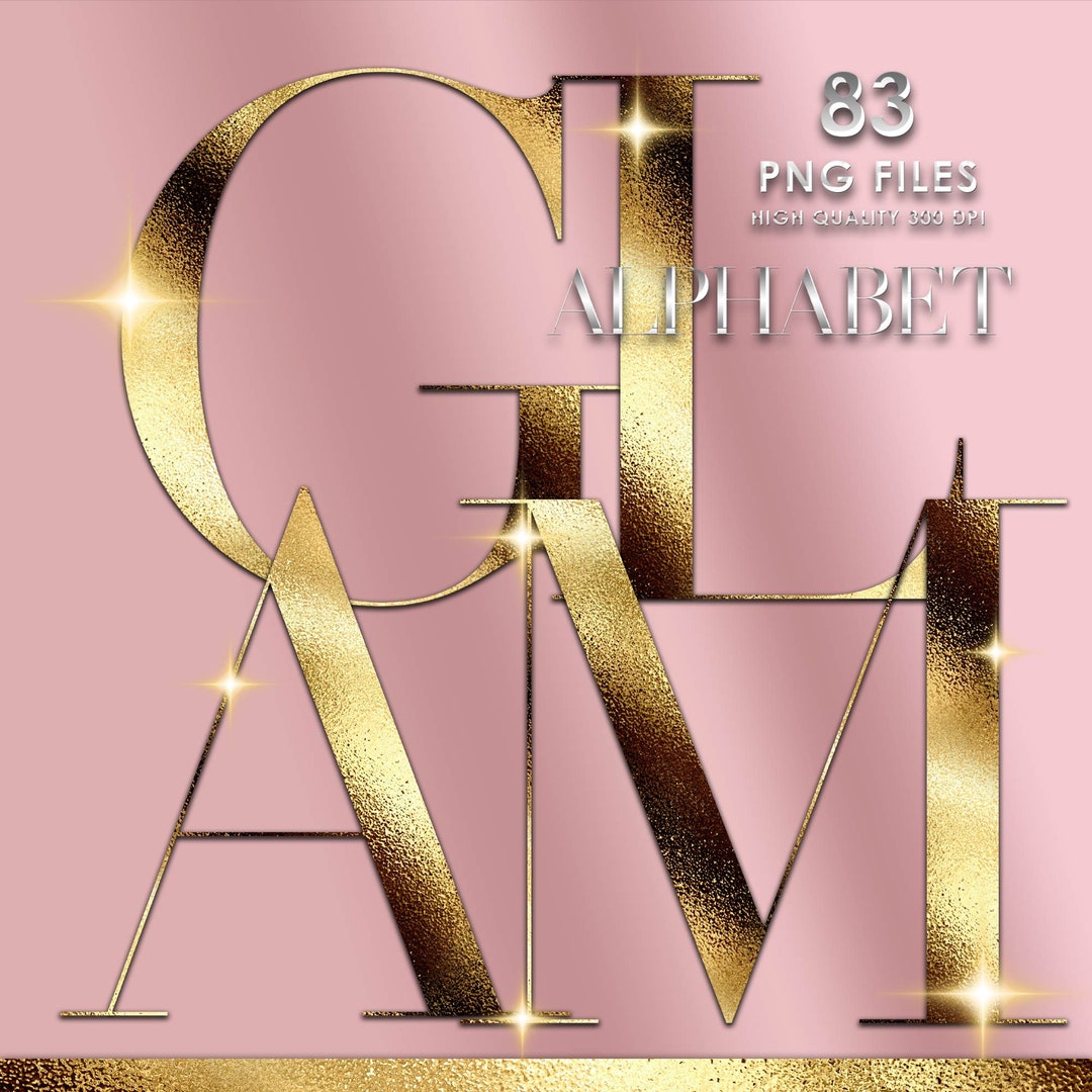 Glitter Gold Foil Alphabet PNG Clip Art, Gold Chrome Letters Png, Glam ...