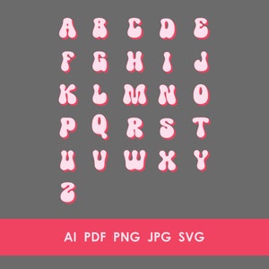 Pink Alphabet Svg, Retro Alphabet SVG, Png, Ai, Jpg, Pdf, Doodle ...