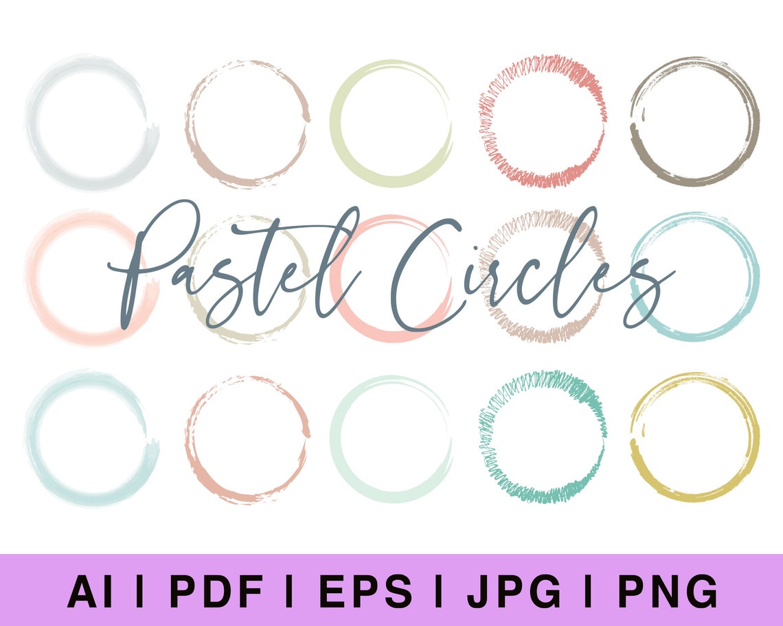 Pastel Circles Clipart Watercolor Circle Frame Logo - Etsy