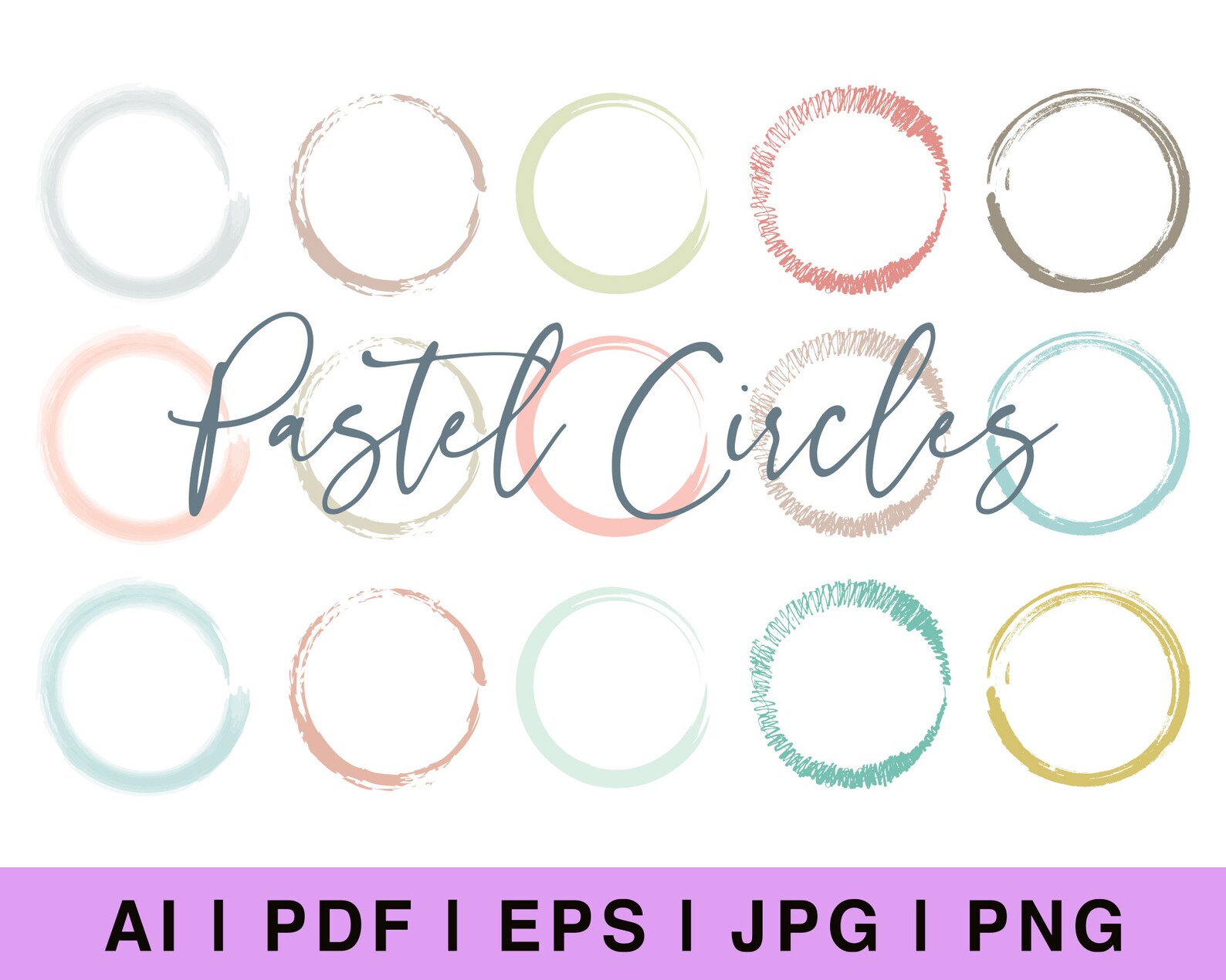 Pastel Watercolor Circle Clipart, Logo Background (PNG, EPS, PDF) - Etsy