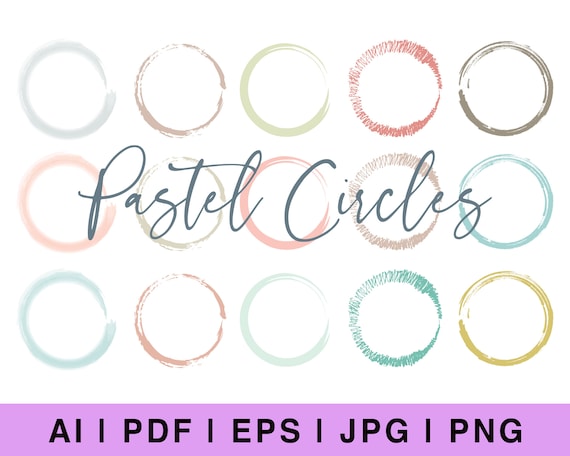 Pastel Circles Clipart Watercolor Circle Frame Logo - Etsy