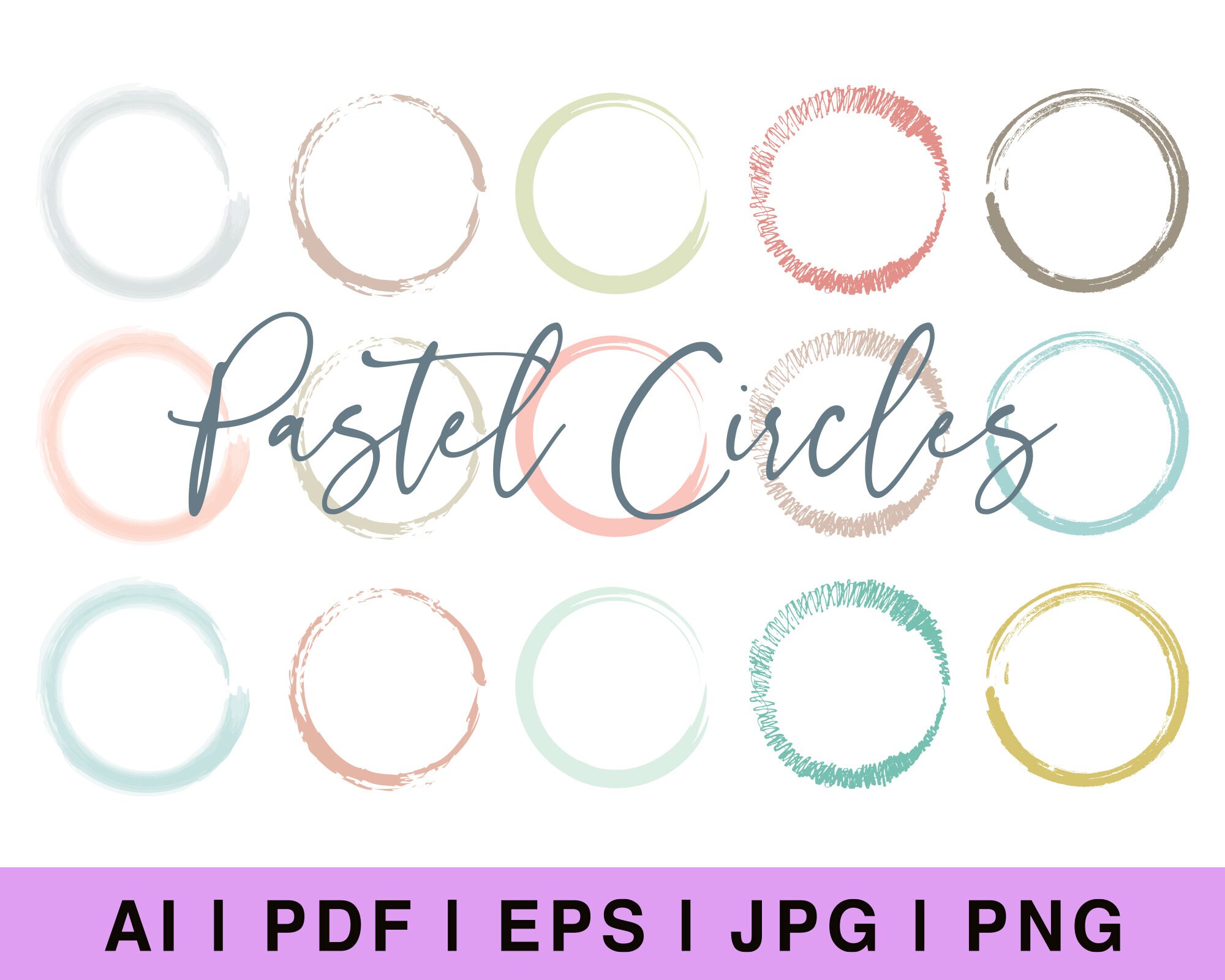 Pastel Circles Clipart Watercolor Circle Frame Logo - Etsy