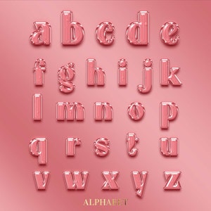 Blush Alphabet Png Clip Art, Pink Foil Alphabet Pngglitter Chrome ...