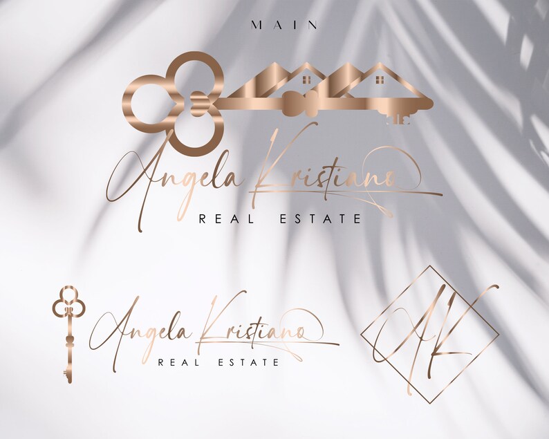 Premade Real Estate Logo Design, Realtor Logo, Rose Gold Logo. Text ...