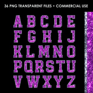 Glitter Sport Alphabet Png Clip Art, Purple Glitter Letters, Sparkling ...
